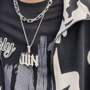 Icy Name Necklace With Cuban Link Chain,personalized Letters Pendant ...