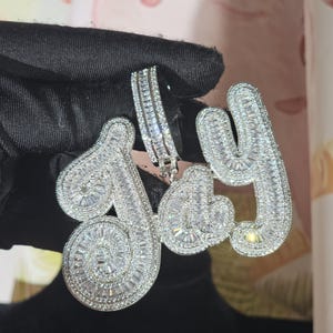 Custom Baguette Script Letters Necklace,iced Out Custom Name Pendant ...