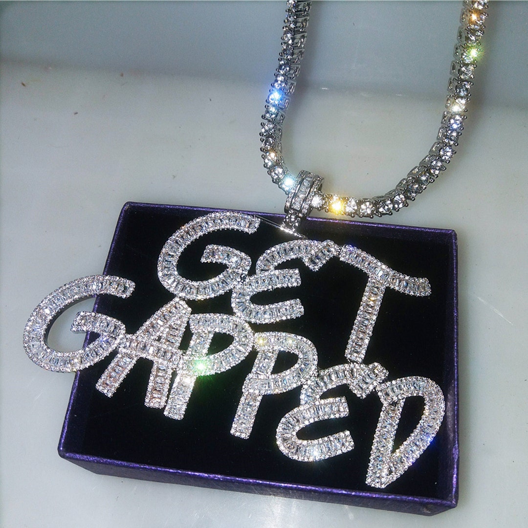 Iced Out 18k Gold Custom Baguette Letter Necklace / Icy Personalized ...