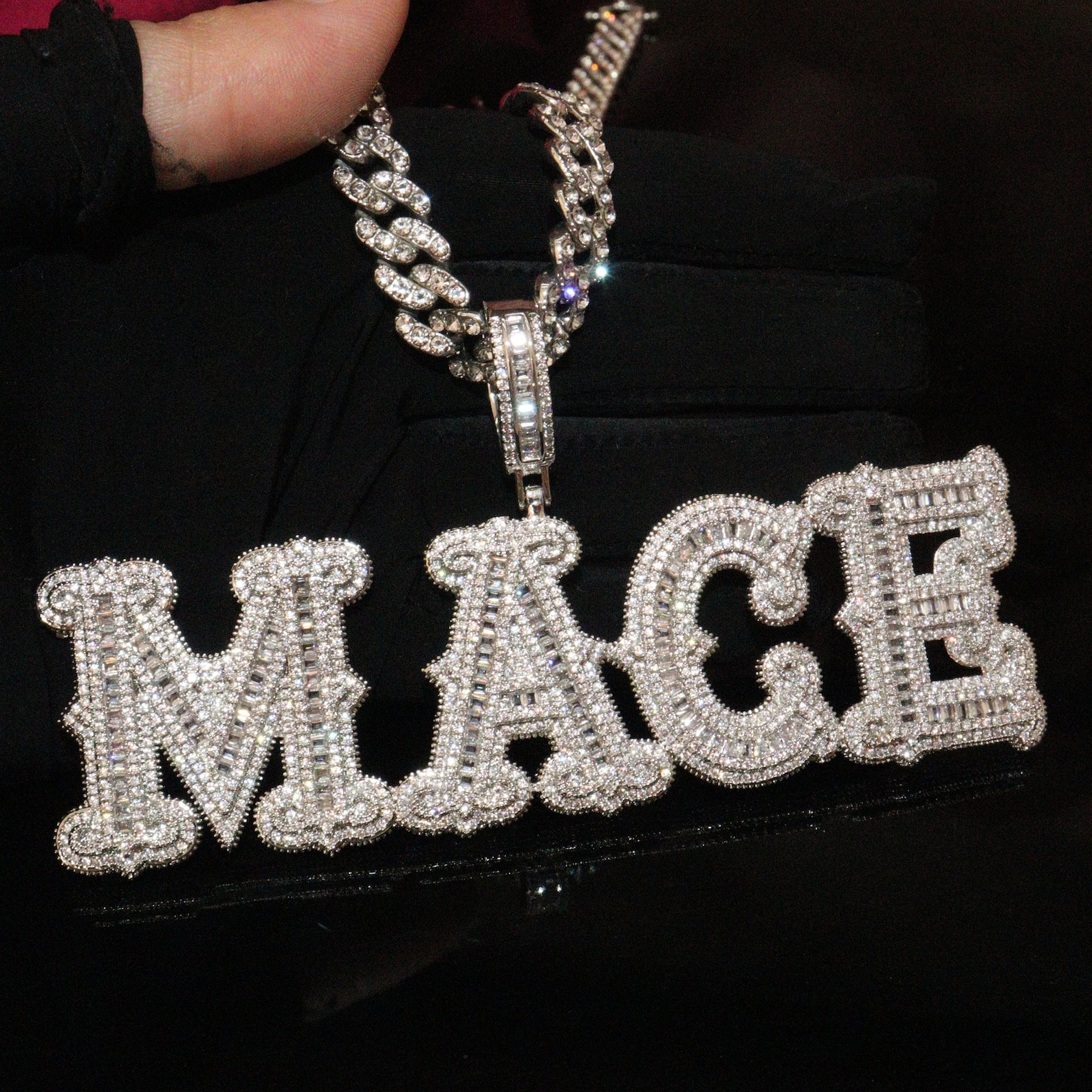 Custom Cuban Link Chain Big Baguettes Name Necklaceiced Out - Etsy