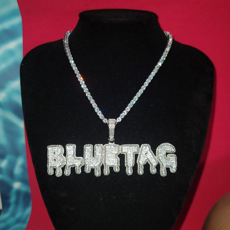 Custom Icy Drip Name Necklace: Diamond Tennis Chain, Personalized ...