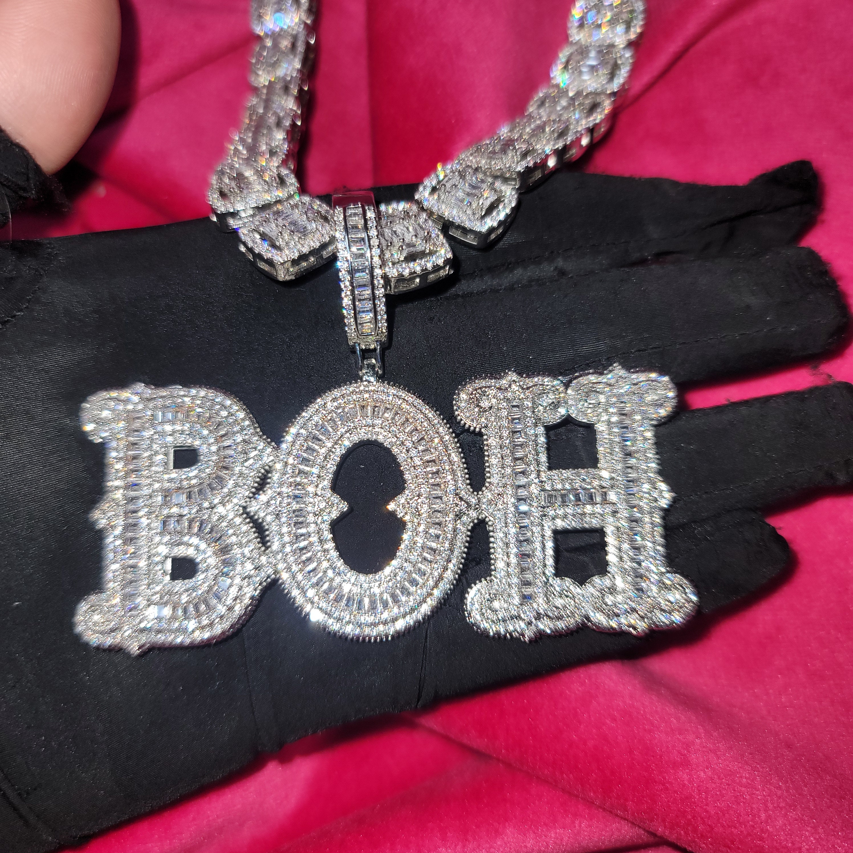 Iced Out Personalized Name Pendant With Big Baguette - Etsy