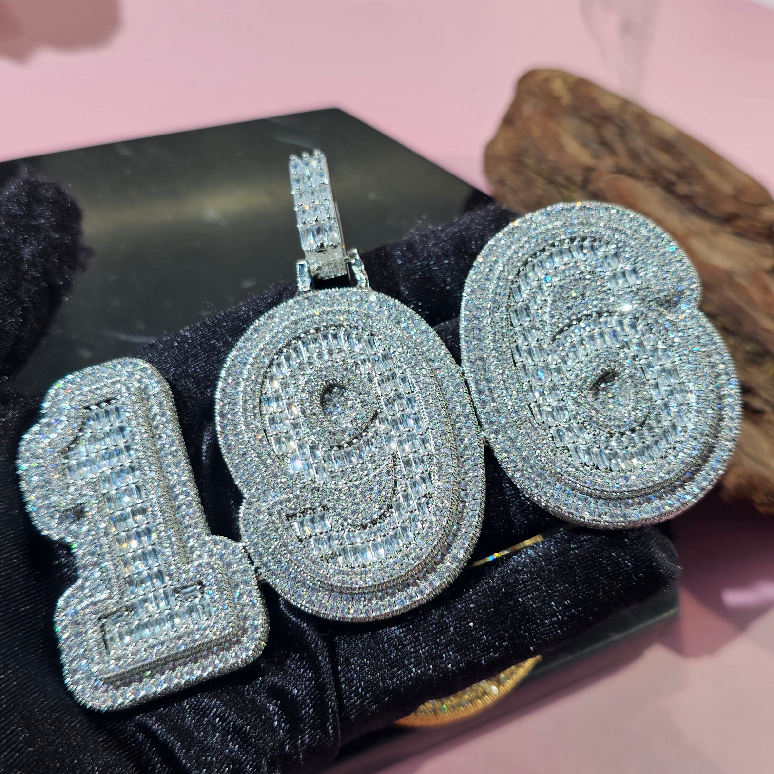 Iced Out Custom Number Pendant: Two-layer Cuban Chain, Personalized Hip ...