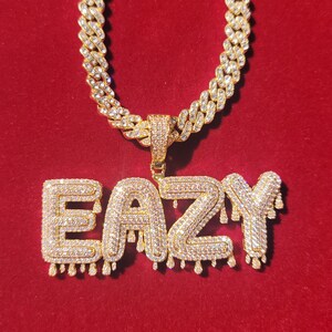 Iced Out Drip Name Necklace: Custom Cuban Link Chain, Cubic Zircon Hip ...