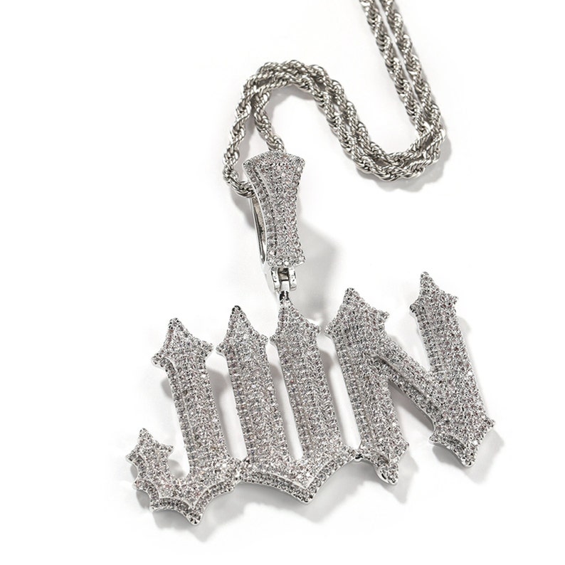 Icy Name Necklace With Cuban Link Chainpersonalized Letters - Etsy