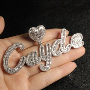 Big Loop Custom Name Necklace With Cuban Chain,zircon Cursive Letters ...