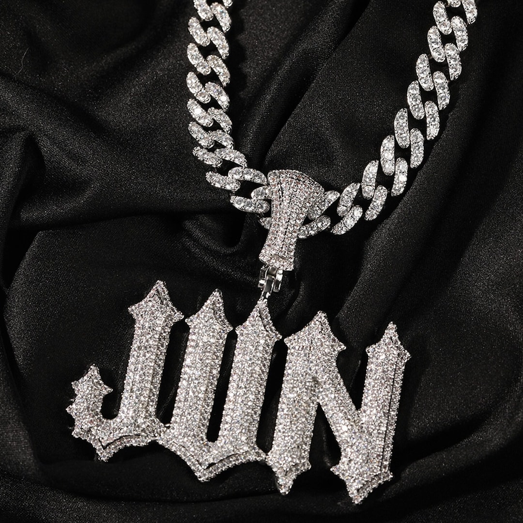 Icy Name Necklace With Cuban Link Chain,personalized Letters Pendant ...