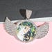 Custom Angel Wings Photo Necklace, Micro Paved Diamond, Personalized ...