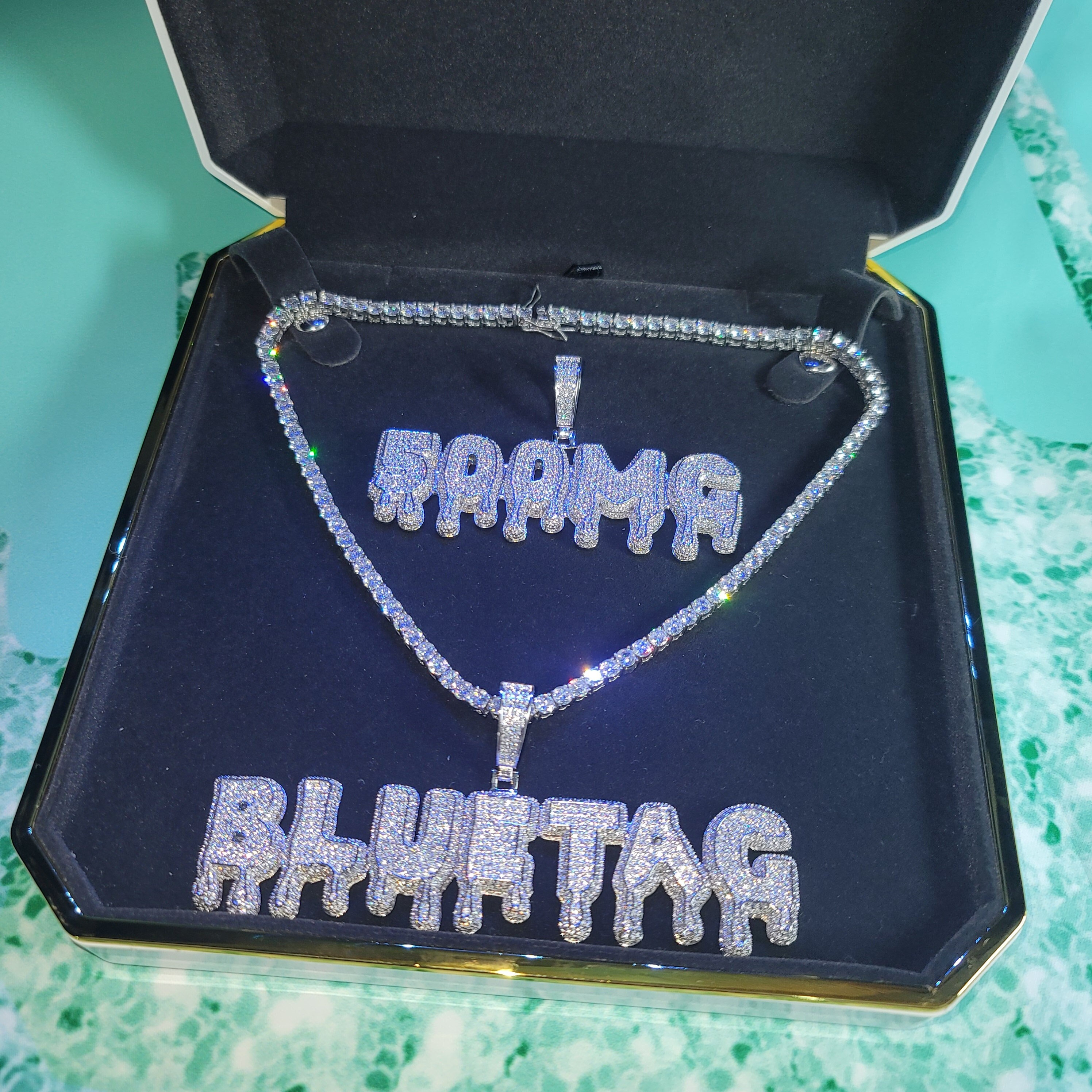 Custom Icy Drip Name Necklace: Diamond Tennis Chain, Personalized ...