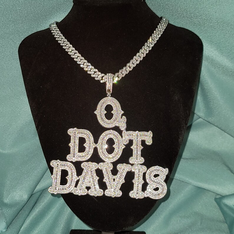 Custom Cuban Link Chain Big Baguettes Name Necklaceiced Out - Etsy