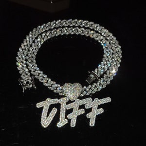 Custom Cursive Initial Name Necklace Choker,cubic Zircon Nameplate ...