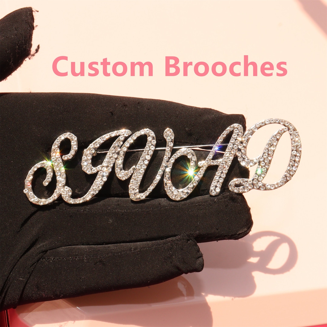 Custom Crystal Name Brooches Pins,personalized Name Brooch Pin ...