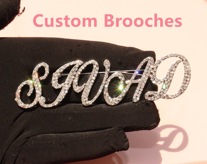 Custom Crystal Name Brooches Pins,personalized Name Brooch Pin ...