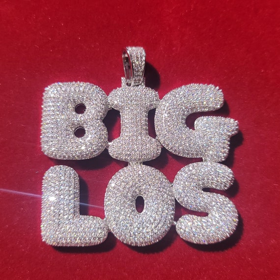 Iced Out Personalized Bubble Letters Pendant Necklace / Custom - Etsy
