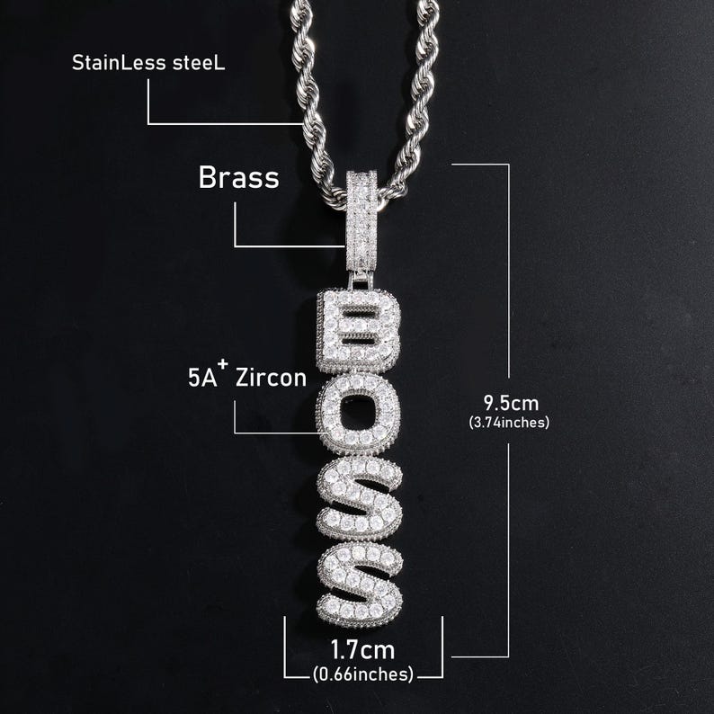Custom Iced Out Vertical Name Necklace Tennis Chain,diamond Numbers ...