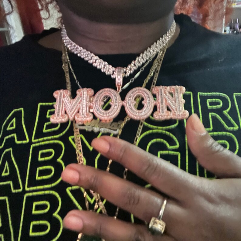 Custom Cuban Link Chain Big Baguettes Name Necklaceiced Out - Etsy