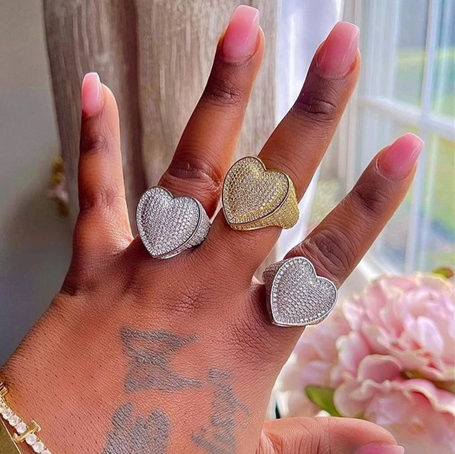 Hot Trendy Big Boss Heart Ringicy Bling Chunky Heart - Etsy