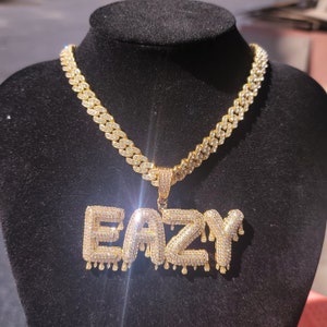 Iced Out Drip Name Necklace: Custom Cuban Link Chain, Cubic Zircon Hip ...