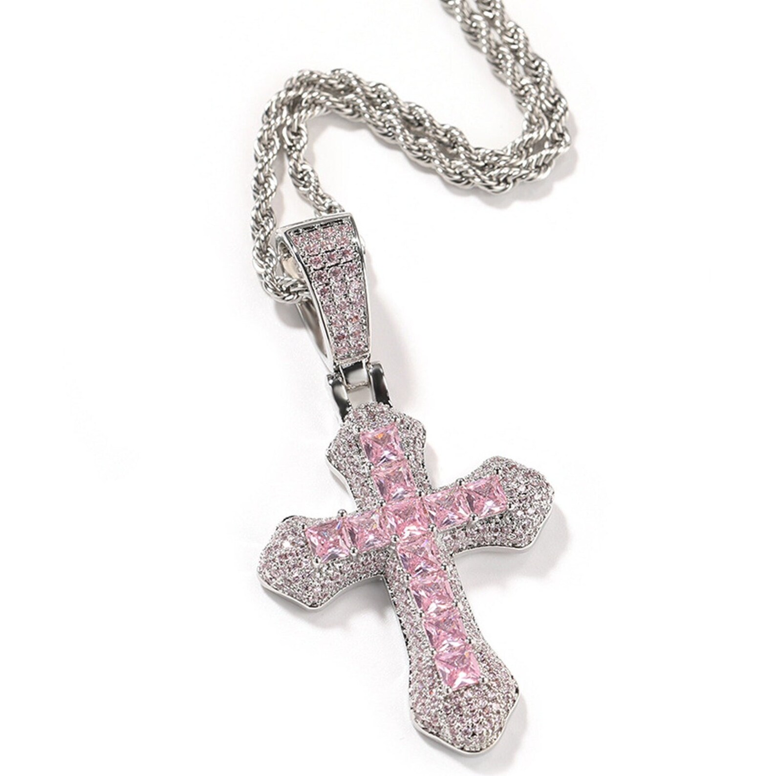 Pink White Yellow Purple CZ Diamond Big Cross Pendant - Etsy