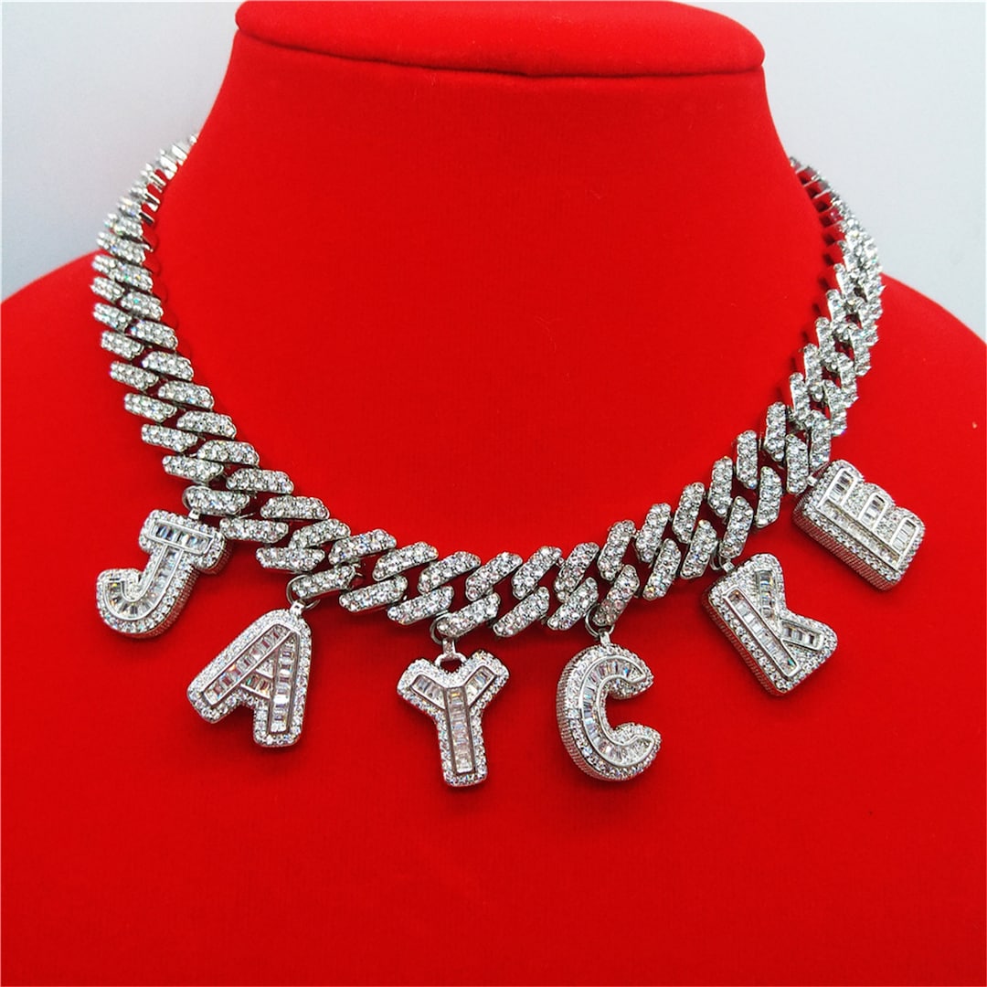 Personalized Cuban Link Initial Letter Name Choker custom Name Necklace personalized-cuban-link-initial-letter-name-choker-custom-name-necklace