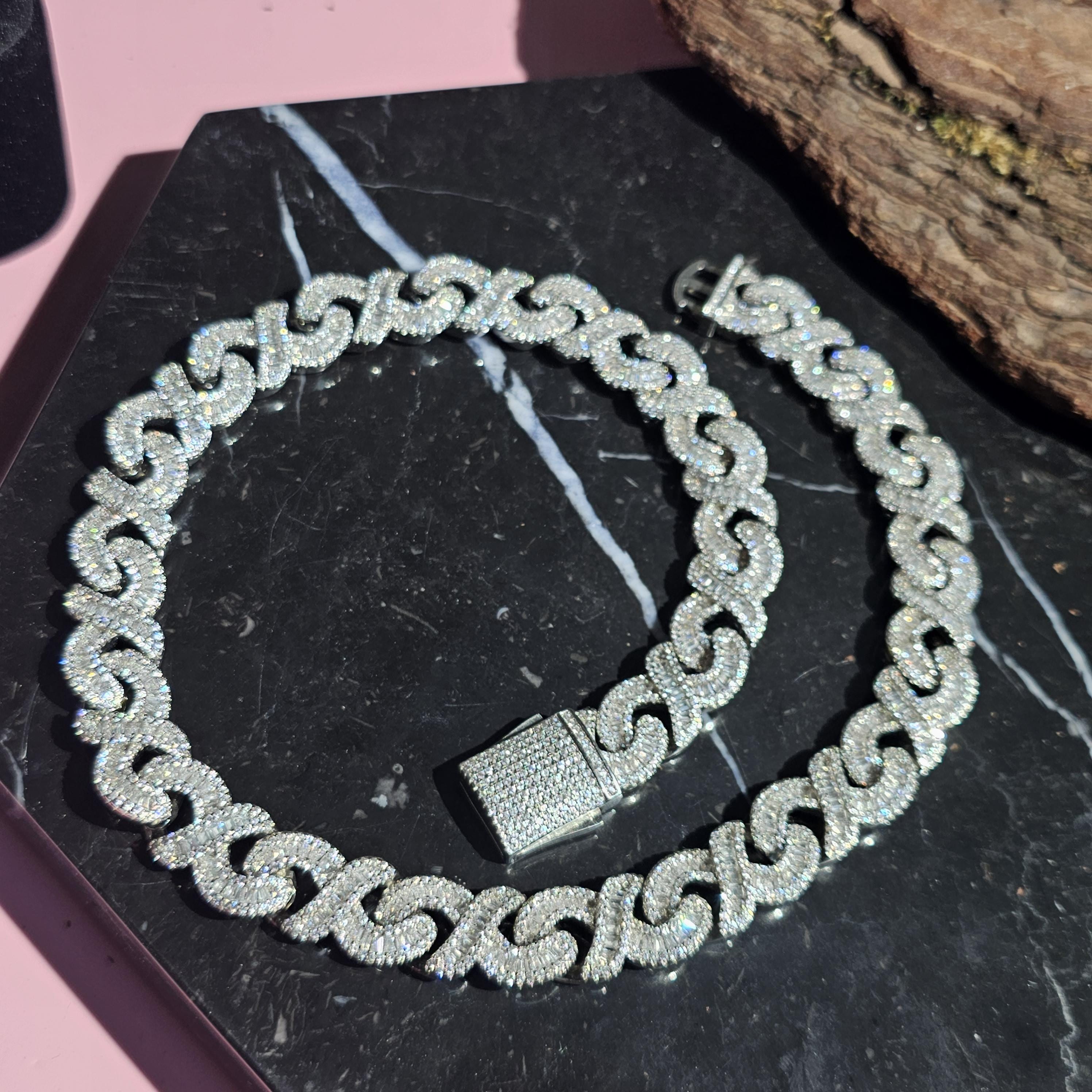 Iced Out 15mm Infinity Chain: Hip Hop Baguette Diamond Necklace ...