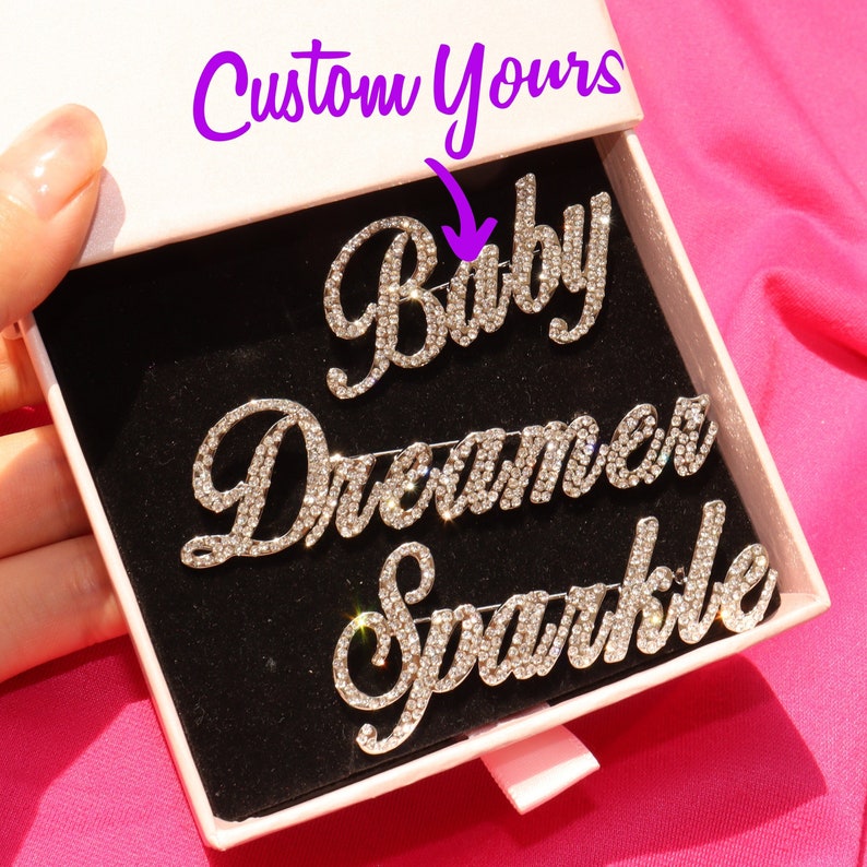 Custom Crystal Name Brooches Pinspersonalized Name Brooch - Etsy
