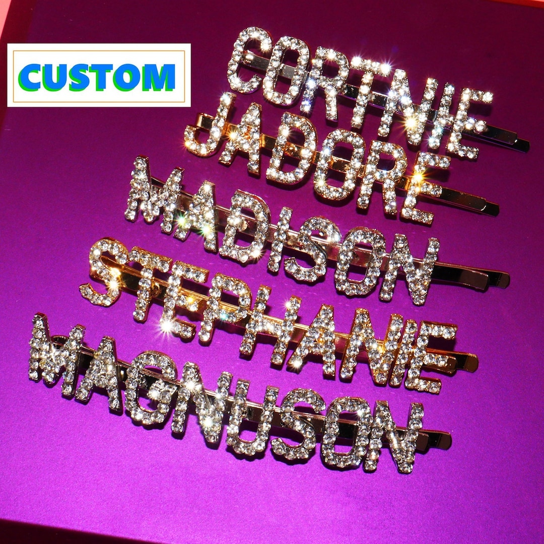 Custom Crystal Letters Bobby Pin,custom Hair Clips, Personalized Name ...