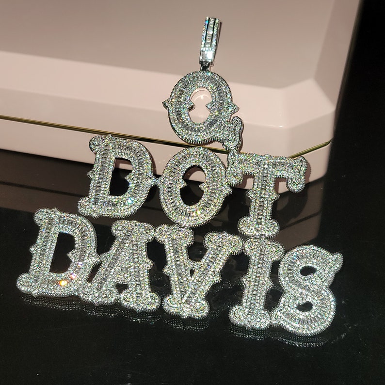 Custom Cuban Link Chain Big Baguettes Name Necklaceiced Out - Etsy