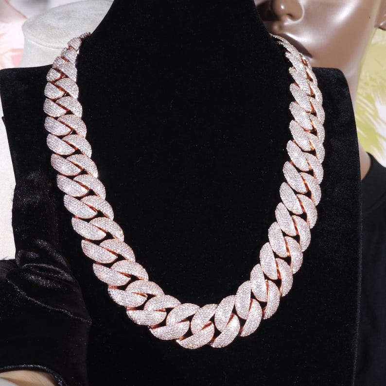 Iced Out 24mm Diamond Cuban Link Chain: Hip Hop Heavy Thick Necklace ...
