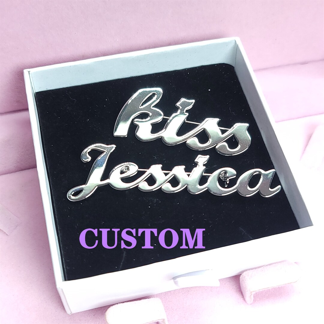 Custom Stainless Steel Script Letters/logo/name Brooches Pin,silver Gold Personalized Name ...