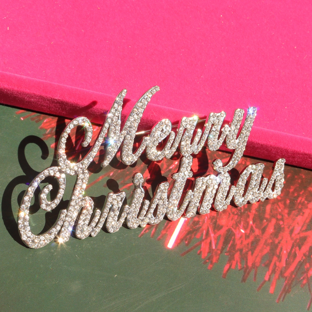 Bling Crystal Script Font merry Christmas Letters Brooch Pins,initial ...