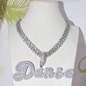 Custom Baguette Script Letters Necklace,iced Out Custom Name Pendant ...