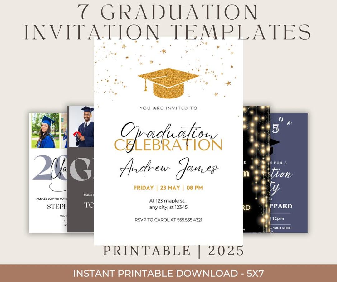 2025 Graduation Party Invitations Editable Templates for Canva | Class ...