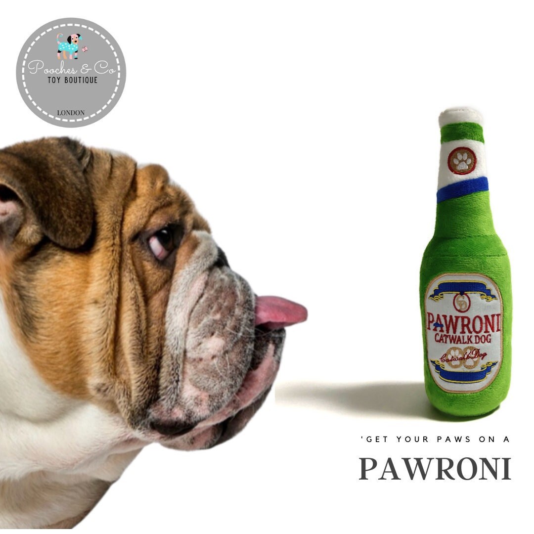 Plush Dog Toy Puppy Toy, Pawroni Green Beer Bottle Dog Toy With ...