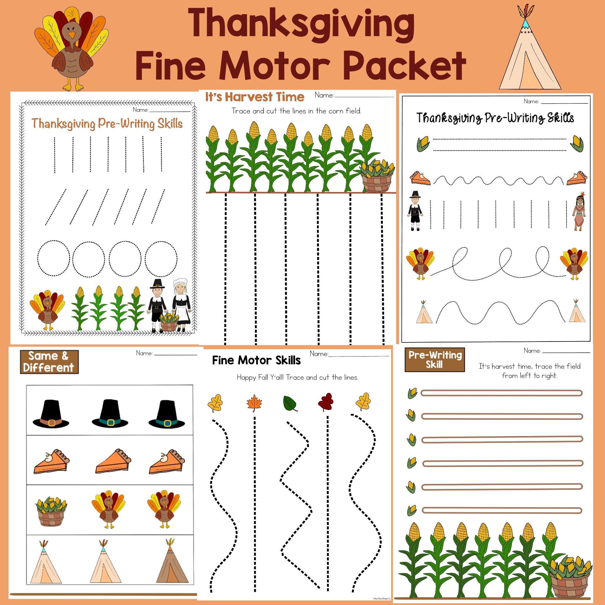 Thanksgiving Fine Motor Packet - Etsy