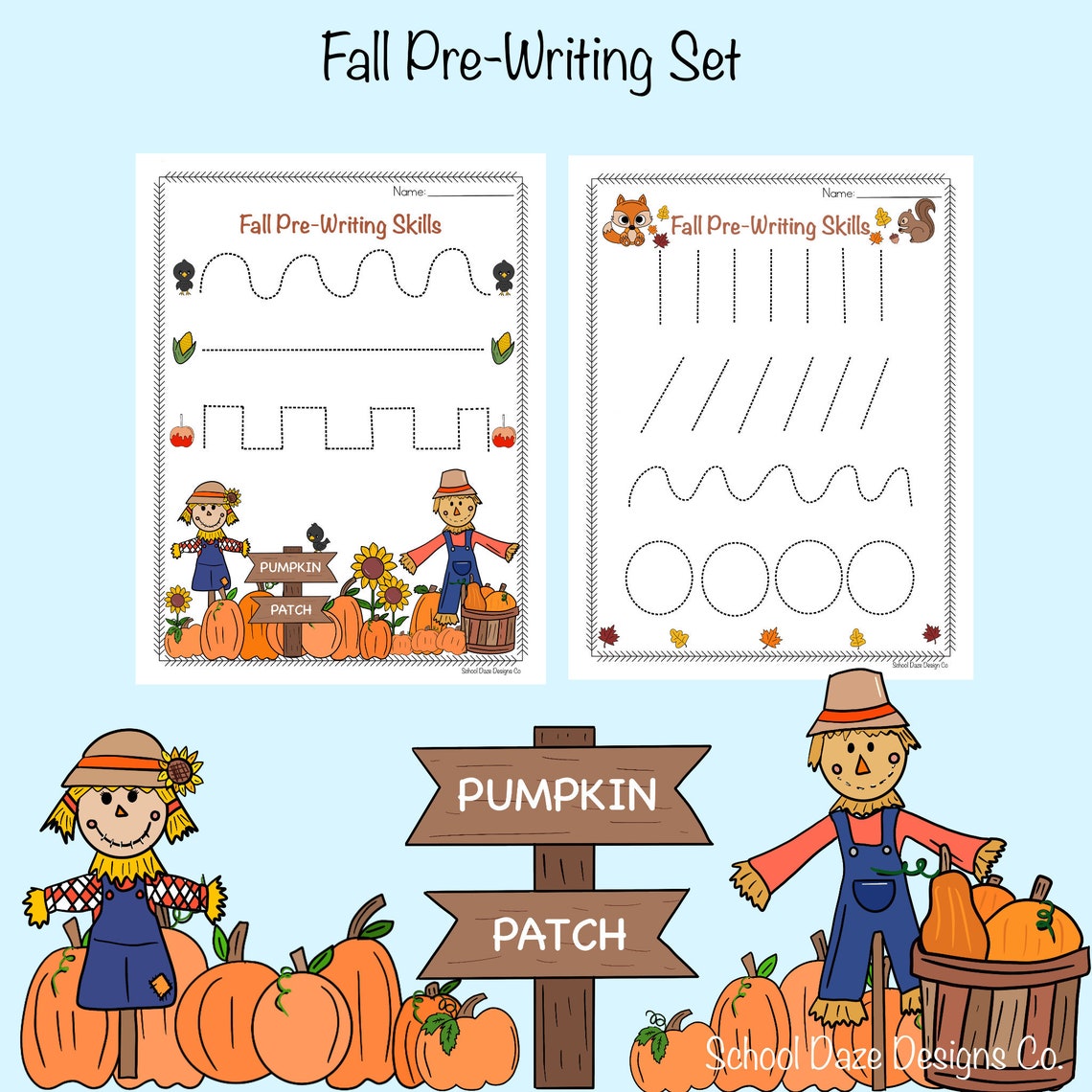 Fall Pre-writing Skills Set - Etsy