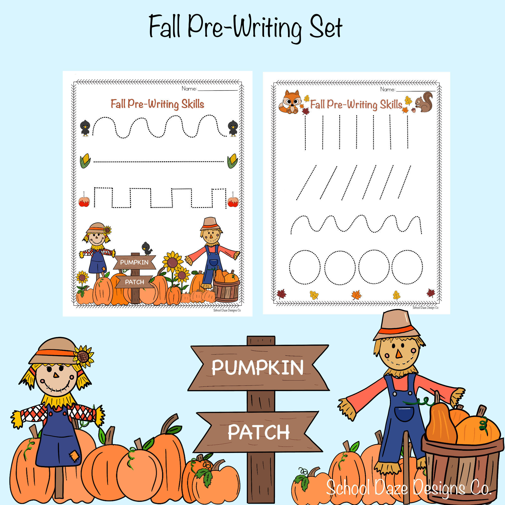 Fall Pre-writing Skills Set - Etsy