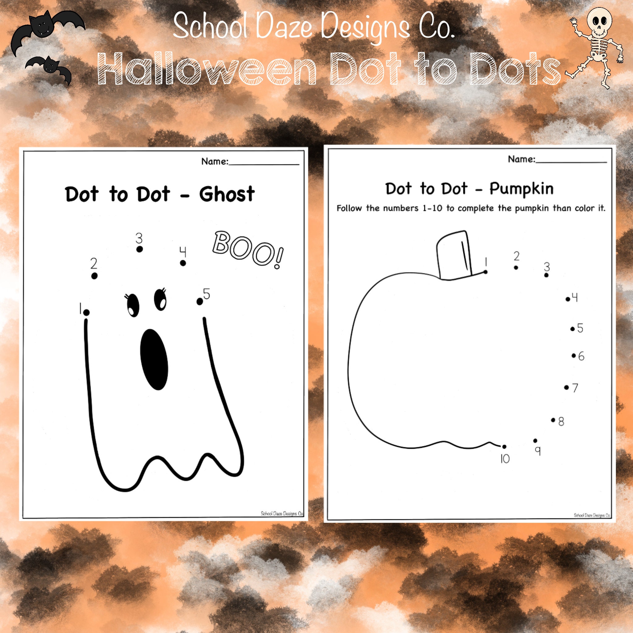 Halloween Dot to Dot Set - Ghost & Pumpkin - Etsy
