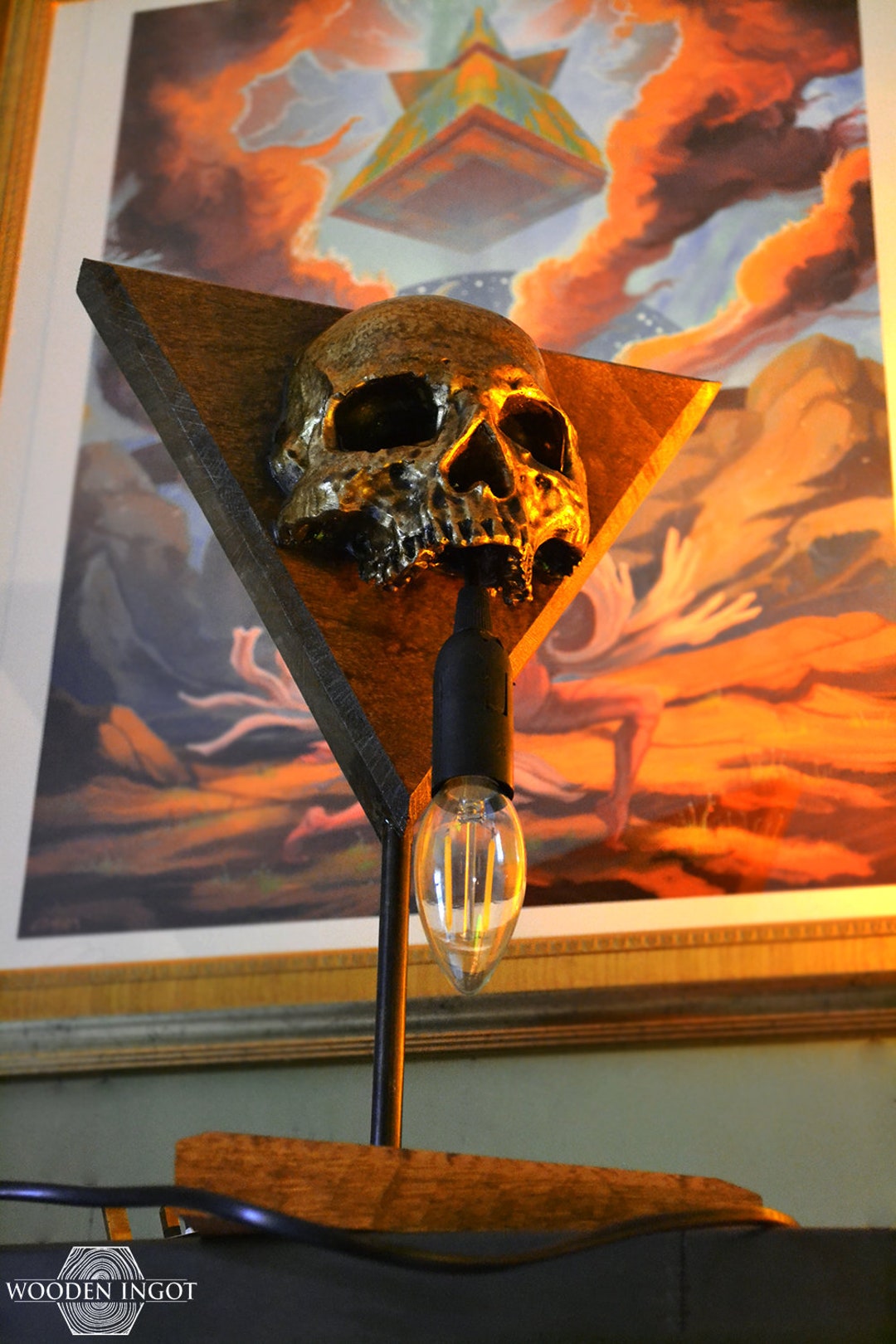 Trine Skull Desk Lamp by Wooden Ingot Synth Occult - Etsy