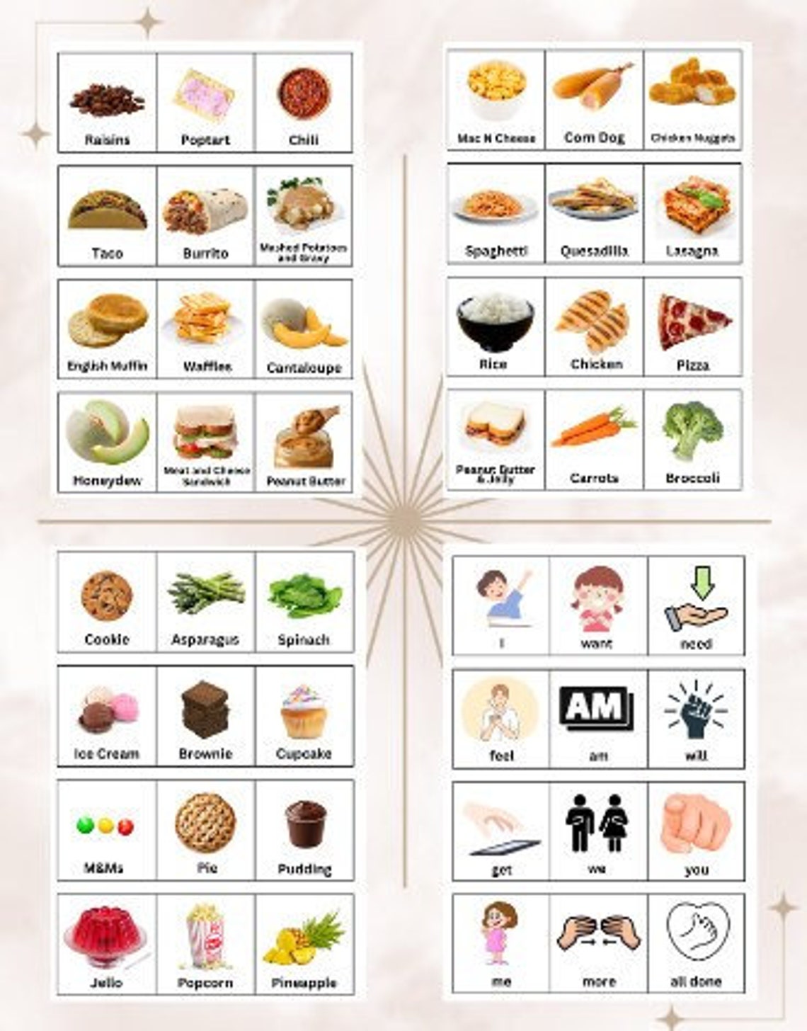 Communication Menu PECS for Verbal, Nonverbal, or Speech Delay, Picky ...