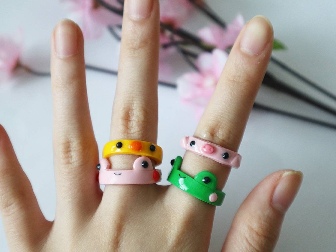 Animal Clay Rings Frog Rings Pig Rings Duck Rings Chunky | Etsy