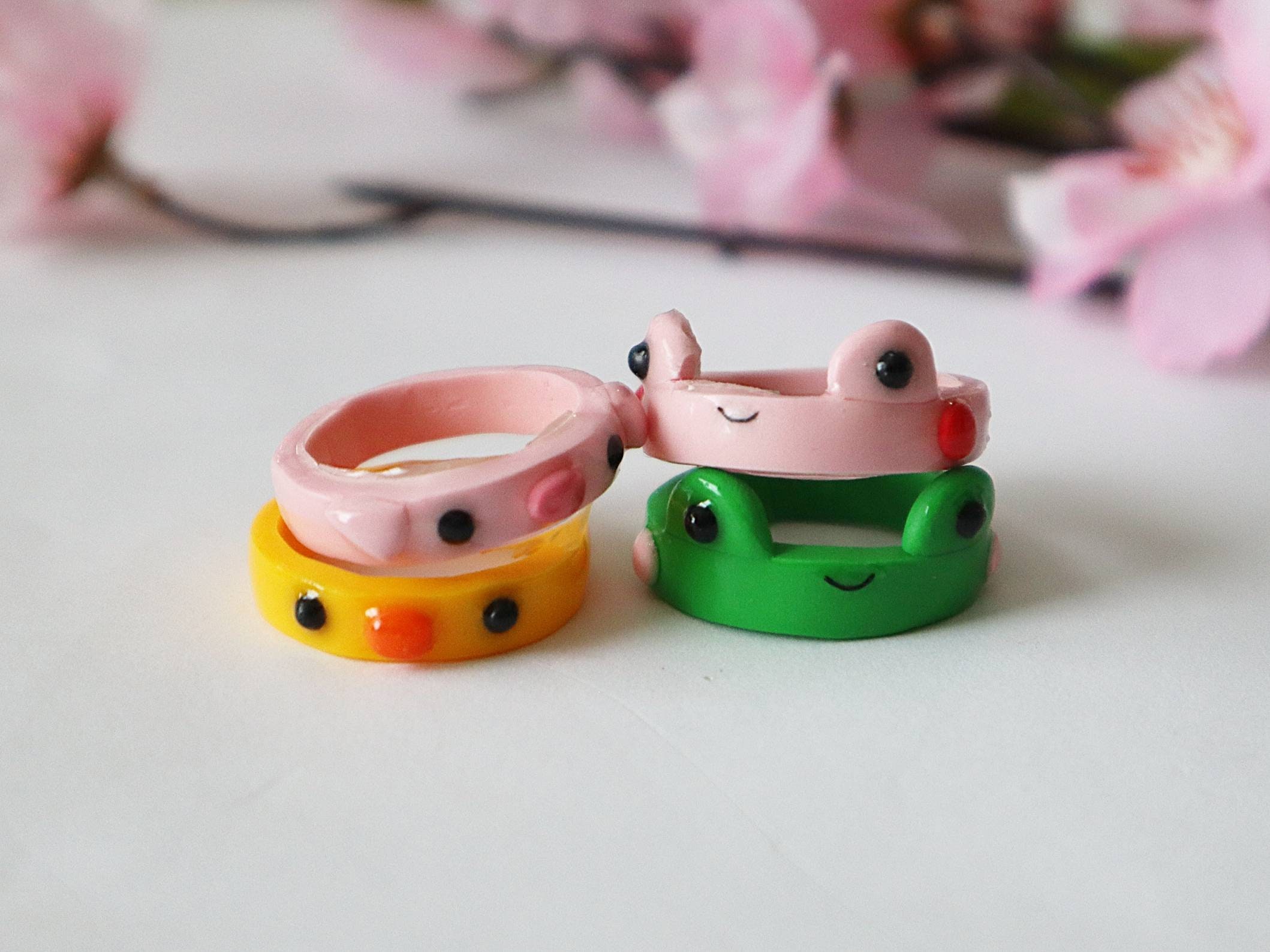 Animal Clay Rings Frog Rings Pig Rings Duck Rings Chunky | Etsy