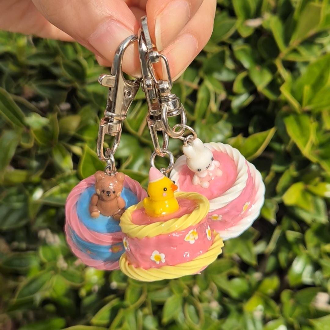 Polymer Clay Cake Keychain, Kidcore Bag Charm - Etsy