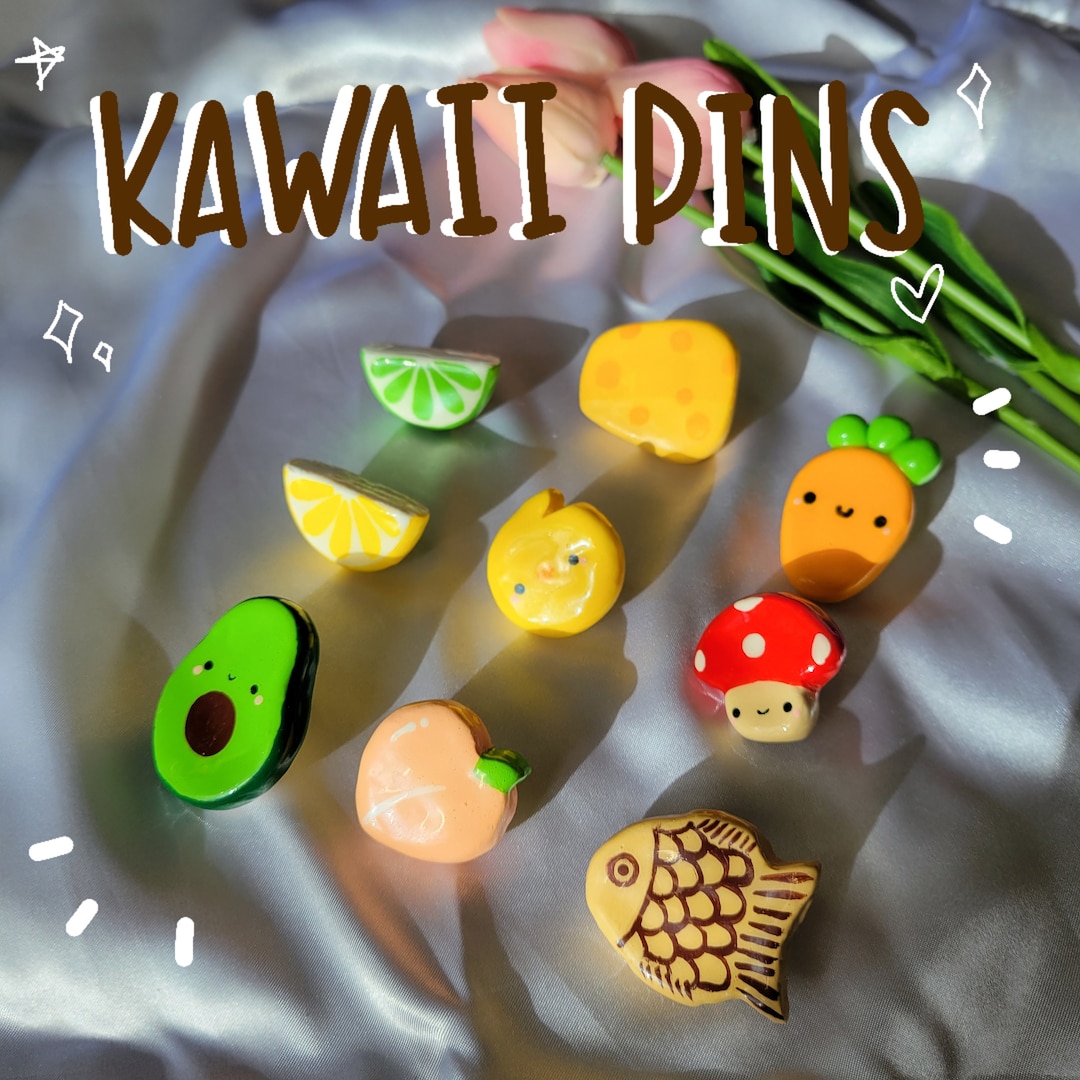 Kawaii Fruit Pin, Kawaii Clay Pin, Mushroom Pin, Japanese Pin, Anime ...