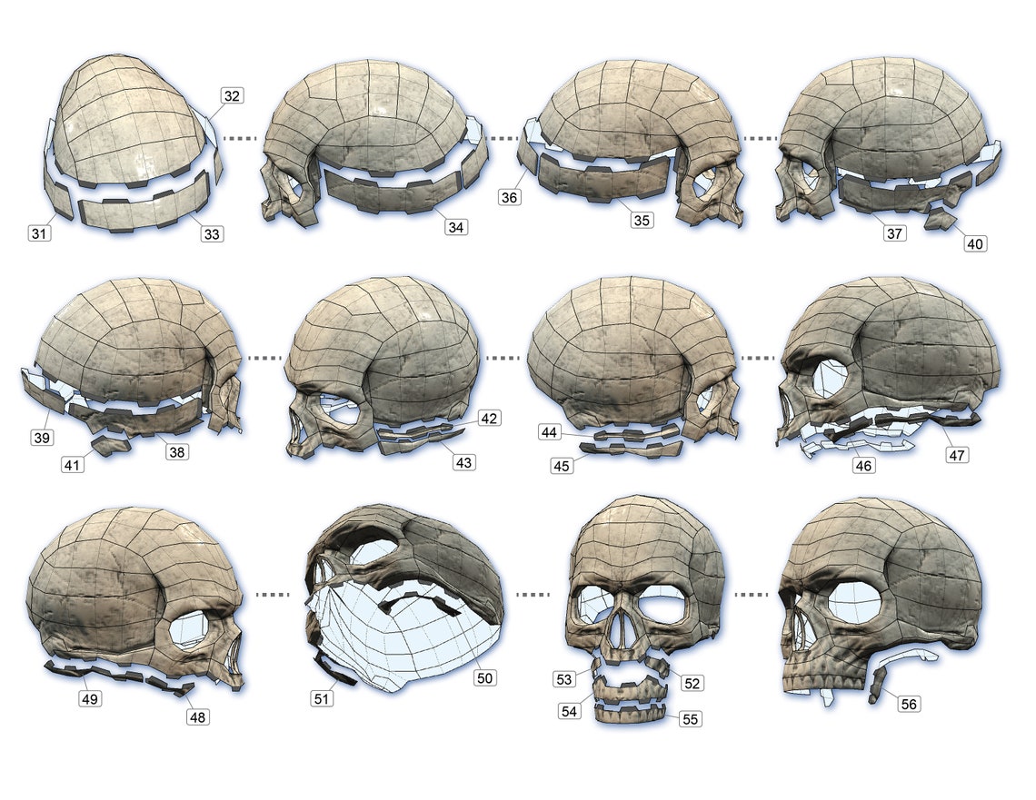 Full Head Halloween Paper Skull Mask With Movable Jaw - Etsy