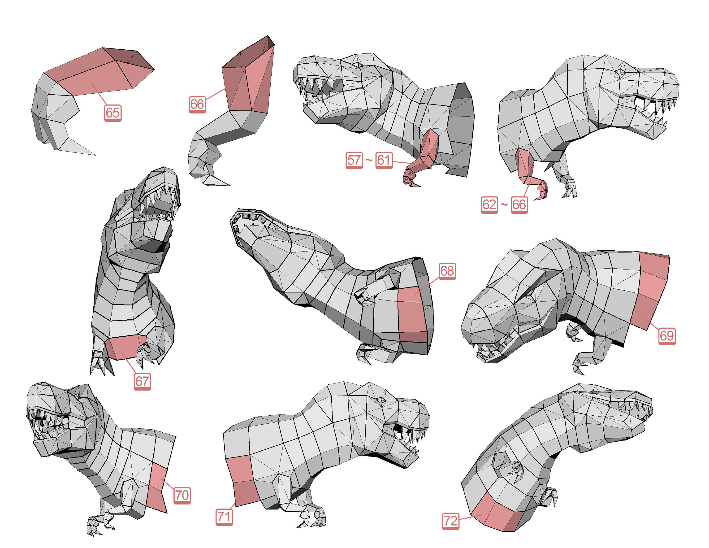 Tyrannosaurus Paper Model PDF Paper Model Dinosaur Model - Etsy