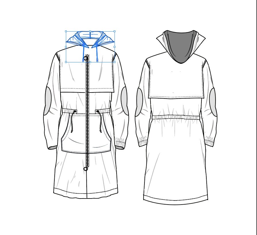 Editable Long Jacket Flat Sketch, SVG, Fashion Design,adobe Illustrator ...