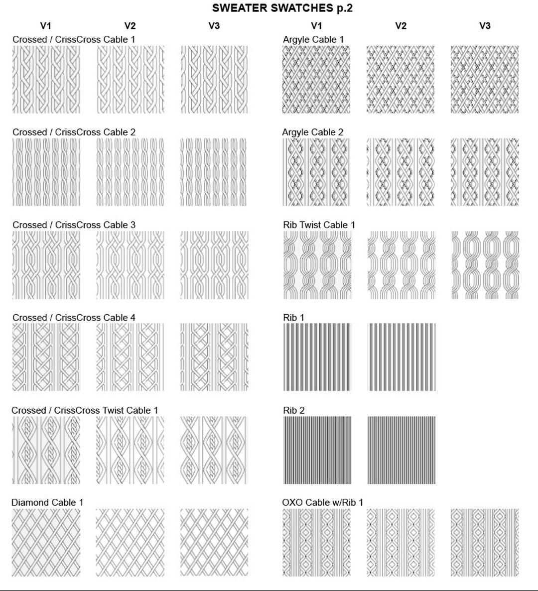 Knit Sweater Swatch: Cable Pattern Vector (AI Digital Files) - Etsy