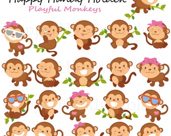 Monkeys Clip Art | Etsy