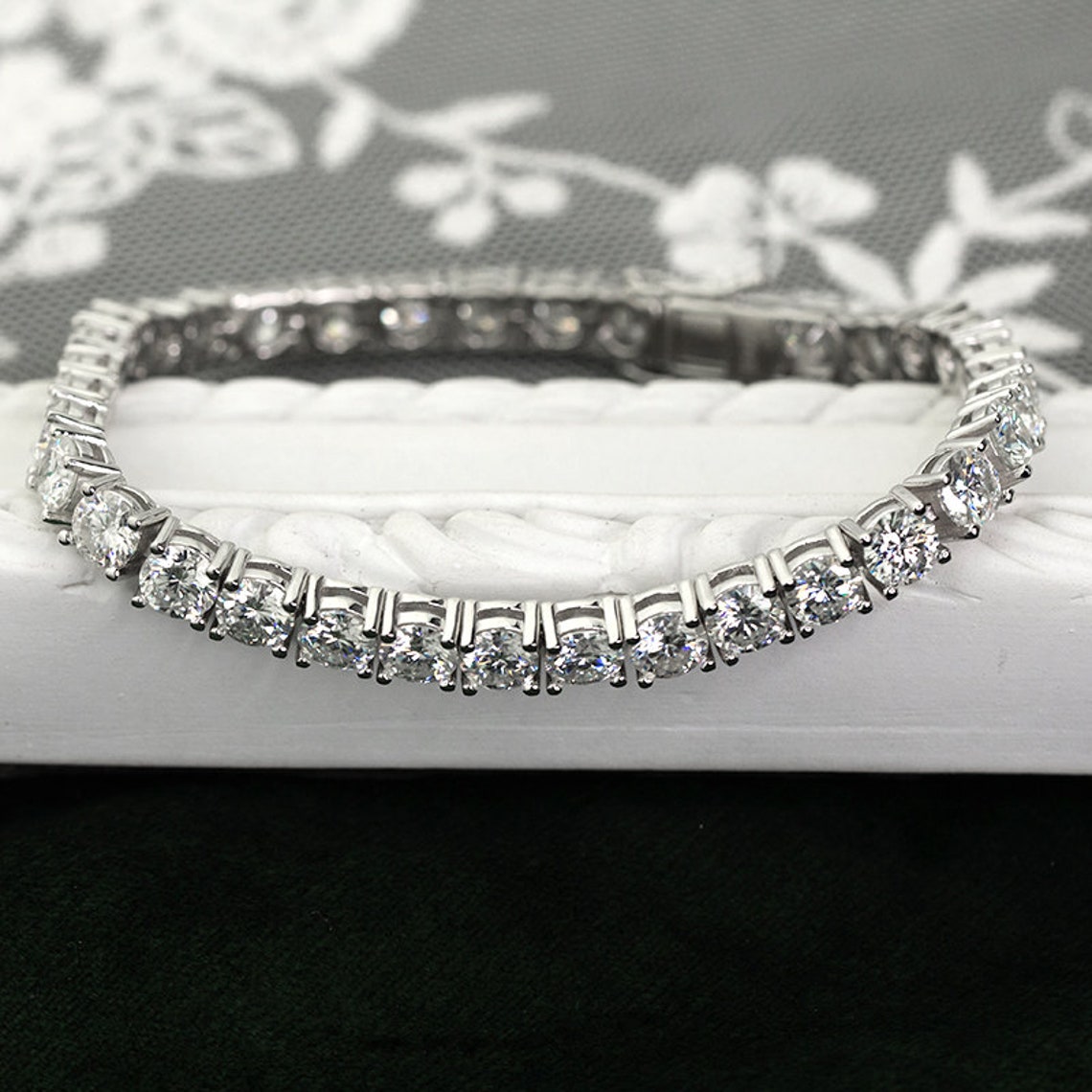 3mm Round Cut Luxurious Moissanite Tennis Bracelet With 925 Etsy